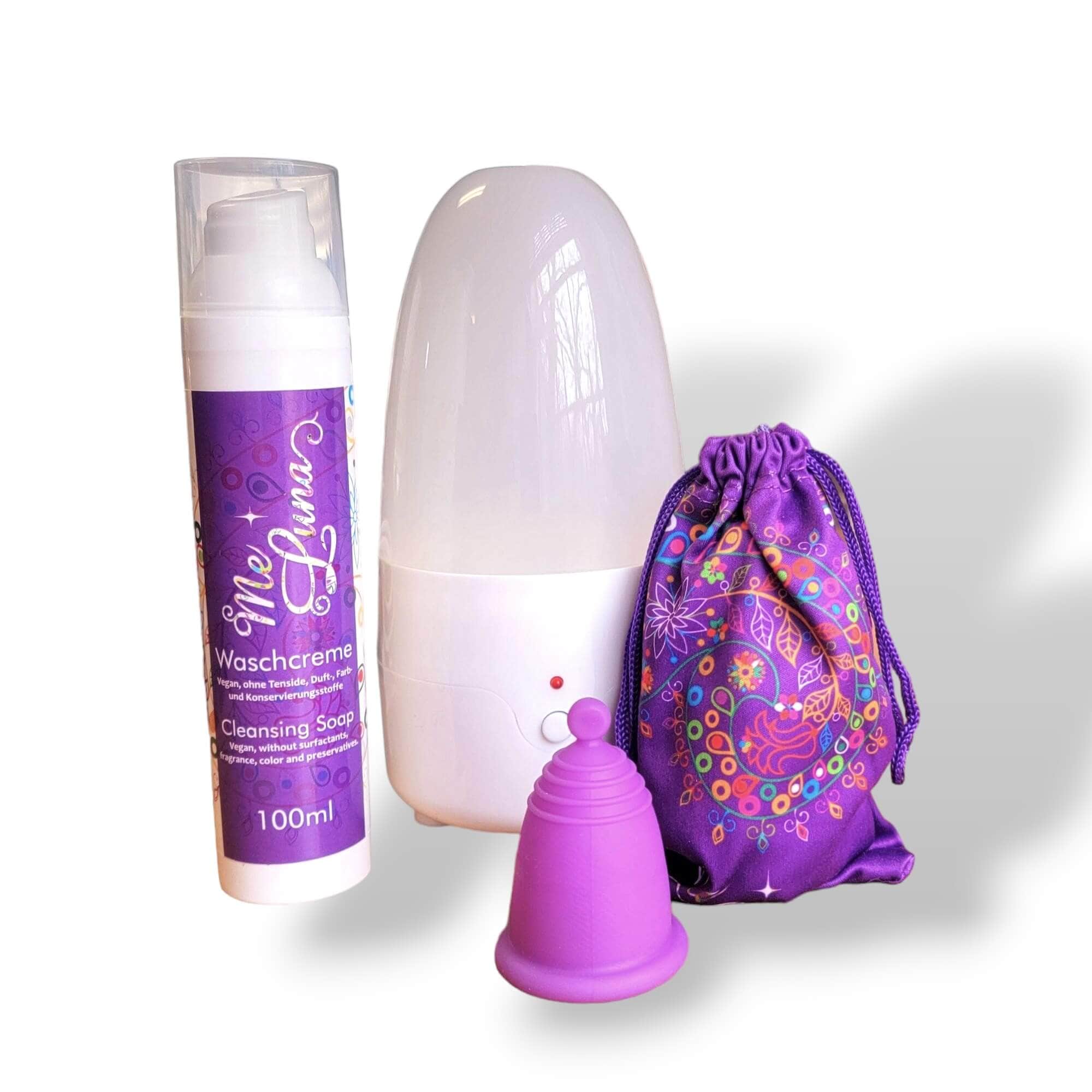 Purple Menstrual Cup Beginner Kit with Steamer | Meluna USA
