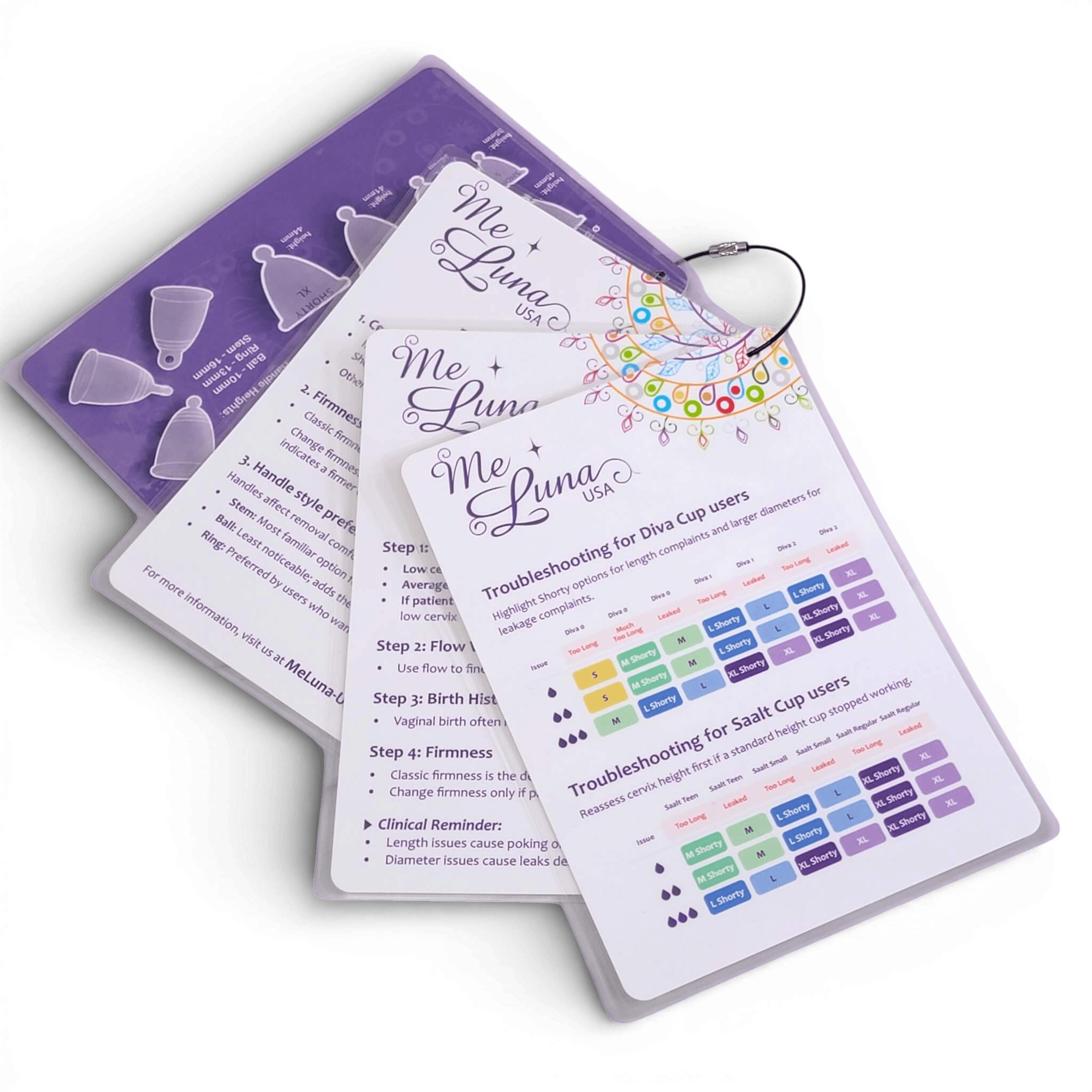 MeLuna Menstrual Cup Troubleshooting and Sizing Cards | MeLuna USA
